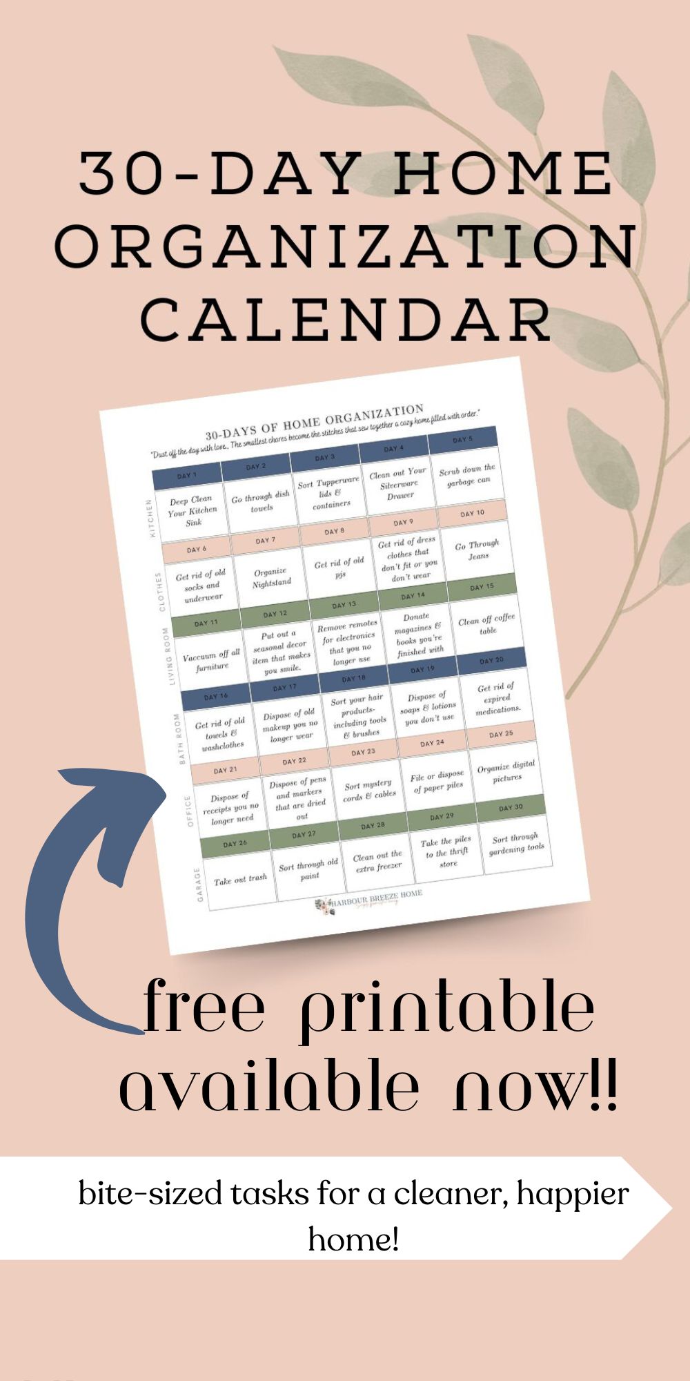 30 Days of Decluttering - A Free Printable Calendar for You! - Harbour ...