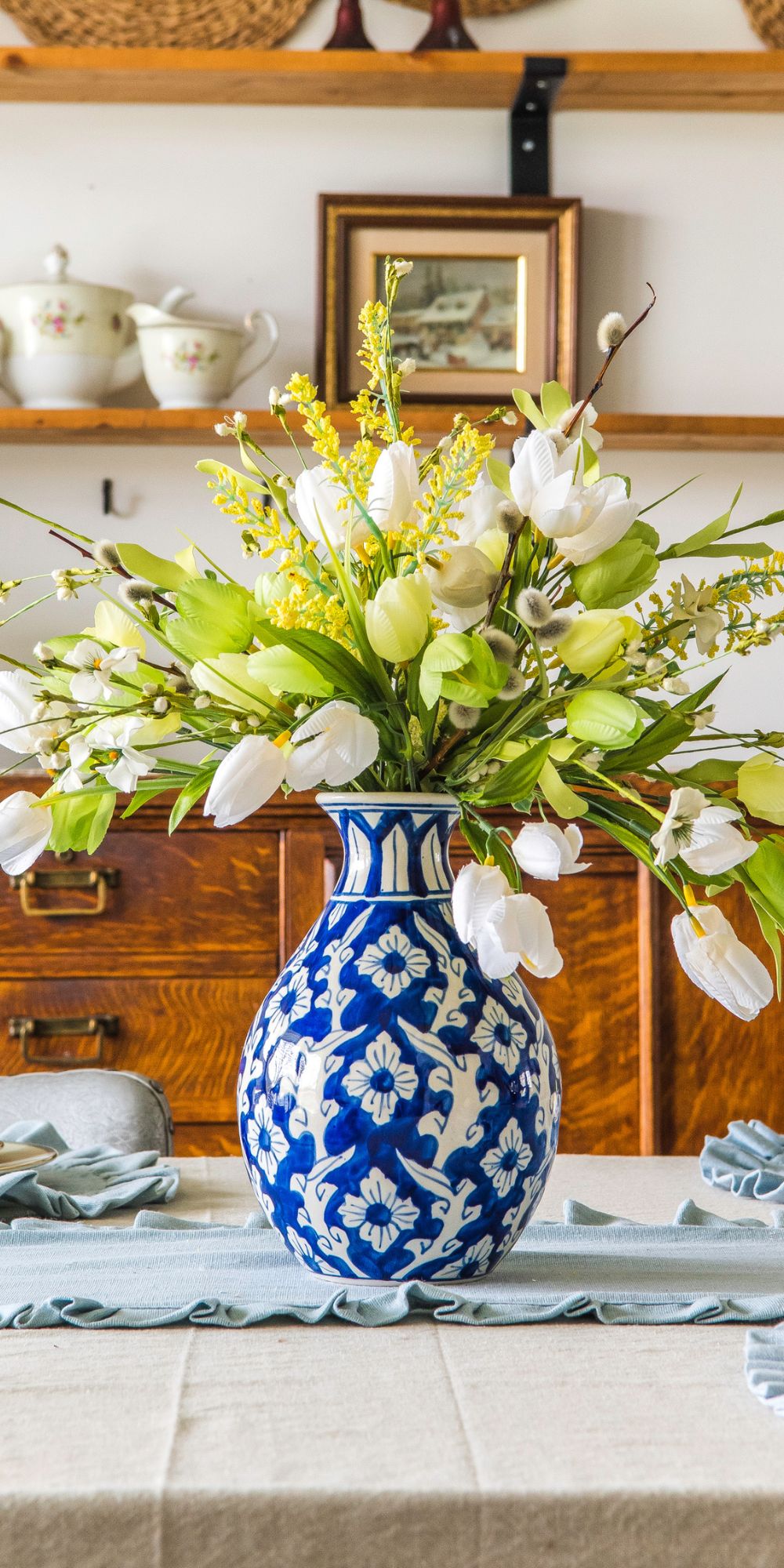 Simple Ginger Jar Vase Flower Arrangement - Harbour Breeze Home